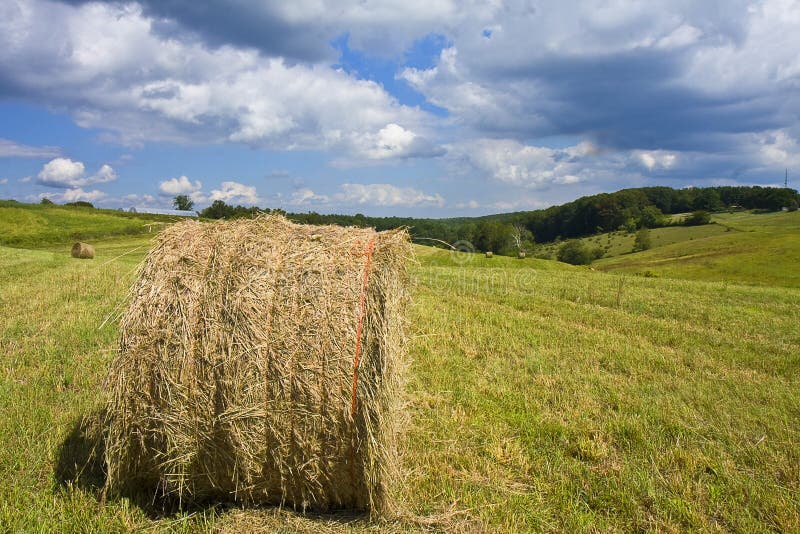 Rolled Haystack on Hill stock image. Image of farm, agriculture - 16139555