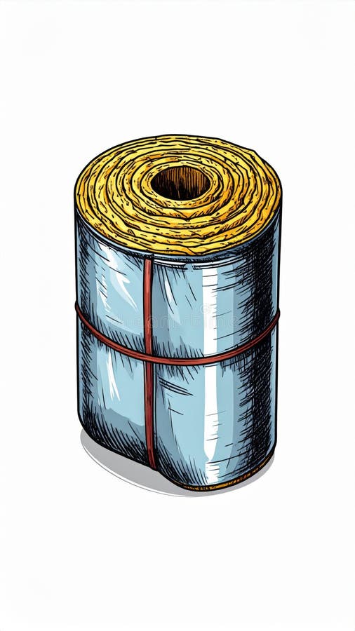 Rolled Insulation Material Wrapped in Blue Band Stock Illustration ...