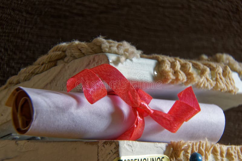 Rolled Kraft Decorative Paper, Grunge Page with Red Band Stock Image ...