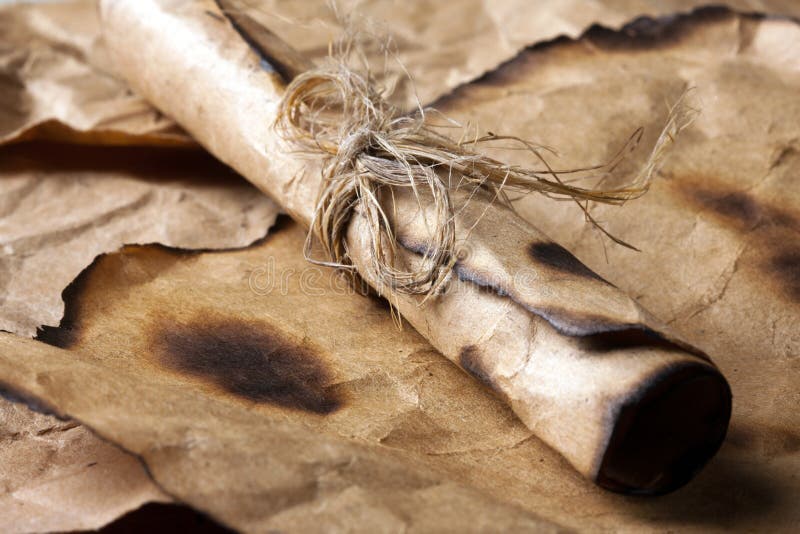 Rolled Message on Old Paper Stock Photo - Image of brown, obsolete ...
