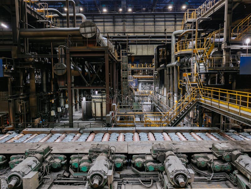 Rolled Metal Factory. Roller Conveyor of Metal Rolling Mill Stock Image ...