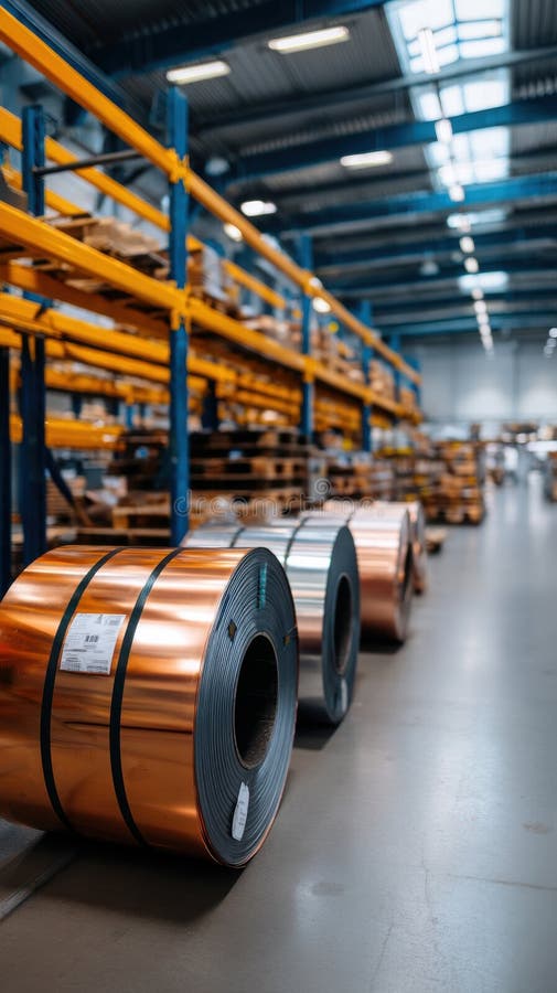 Rolled Metal Sheets Stored in an Industrial Warehouse Setting for ...