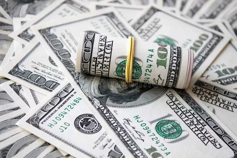 Rolled Money Cutout on a Background Dollars Stock Photo - Image of ...