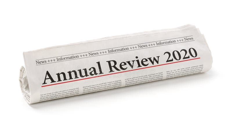 Rolled Newspaper with the Headline Annual Review 2020 Stock Image ...