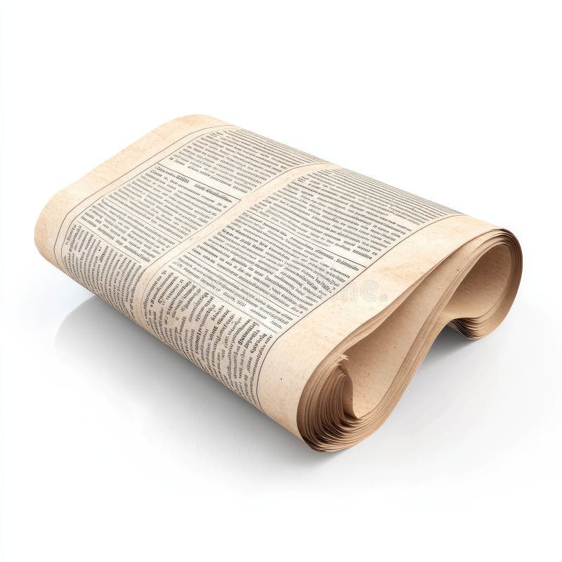 Rolled Up Old Newspaper on White Background Stock Illustration ...