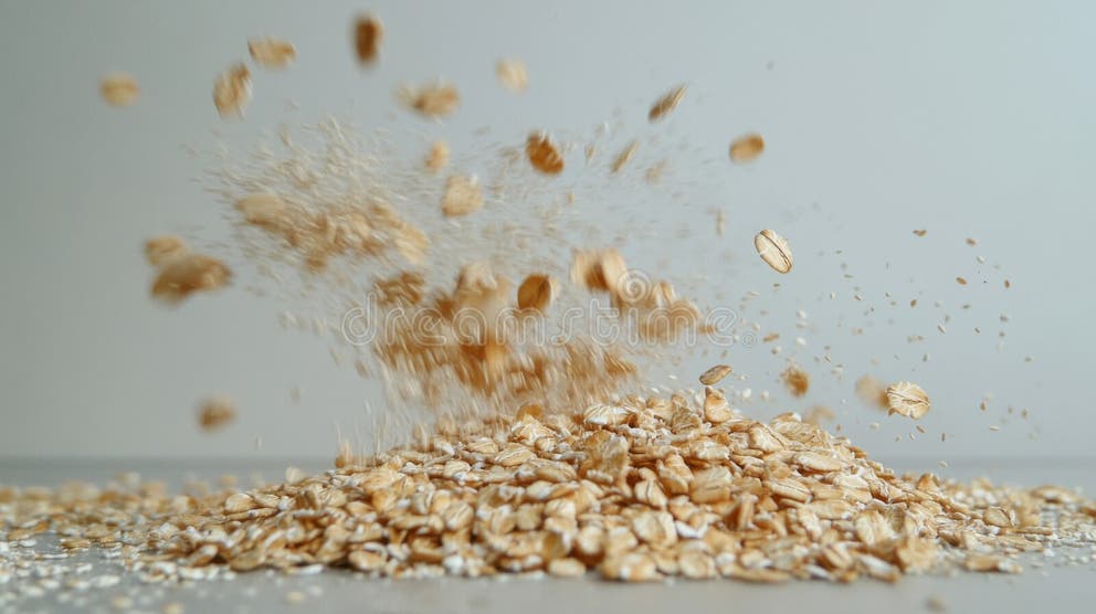 Rolled Oats Exploding Pile on Light Background Stock Illustration ...