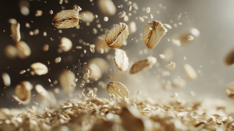 Rolled Oats Falling on a Pile of Oatmeal Stock Illustration ...