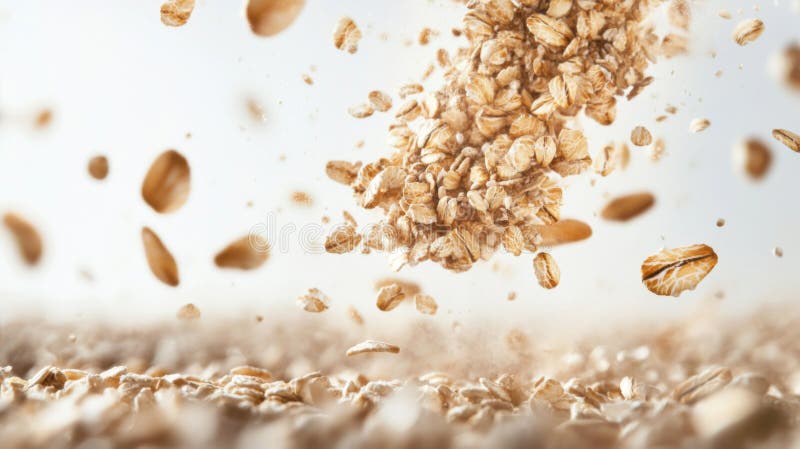 Rolled Oats Falling on White Background Stock Illustration ...