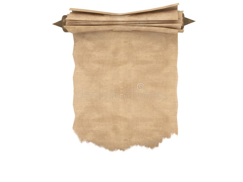 Rolled Old Paper Scroll Isolated on a White Background. 3d Illustration ... Rolled Old Paper Scroll Isolated on a White Background. 3d Illustration ...