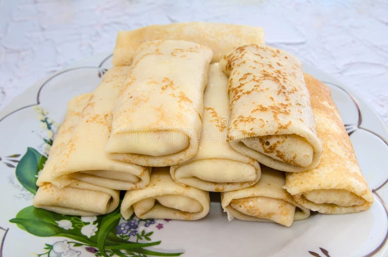 Pancakes Rolled Up Close-up Stock Image - Image of filling, closeup ...