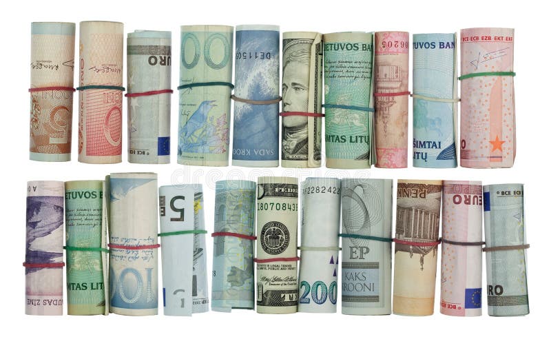 Rolled Paper Banknotes Isolated Stock Photo - Image of bill, debt ...