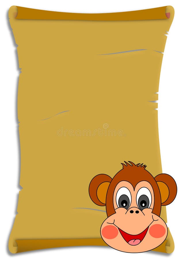 Rolled Paper with a Monkey for Kids Stock Illustration - Illustration ...