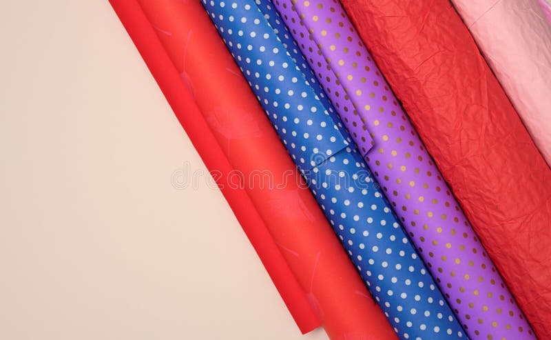 Rolled Paper Rolls of Decorative Wrapping Paper Stock Photo - Image of ...