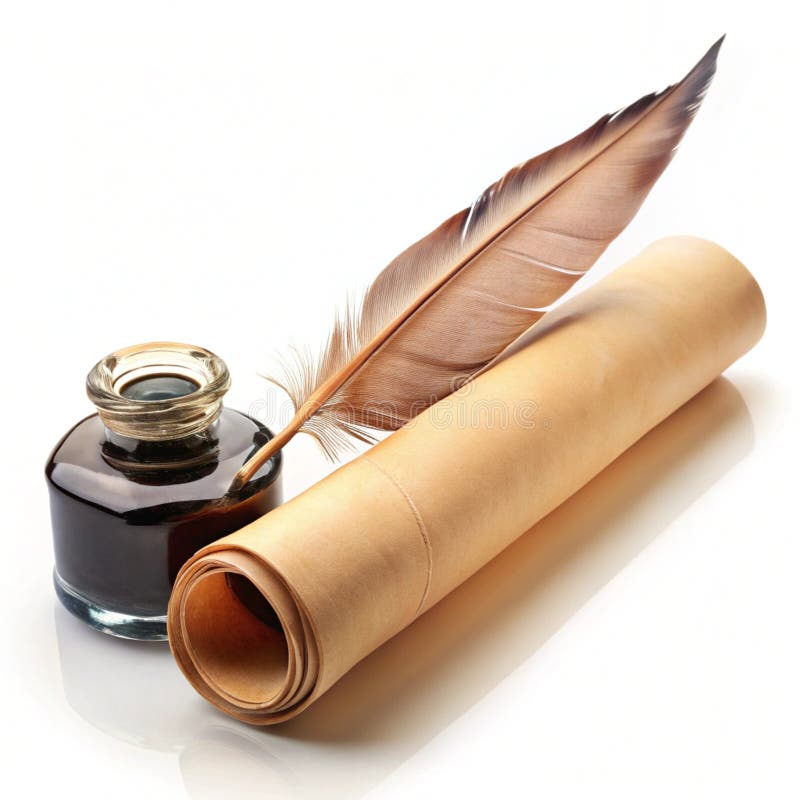 Paper Scroll with Ink stock illustration. Illustration of symbolizing ...