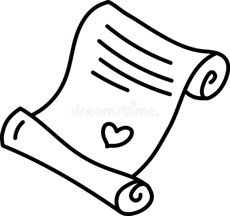 Romantic Scroll Heart Note stock illustration. Illustration of symbol ...