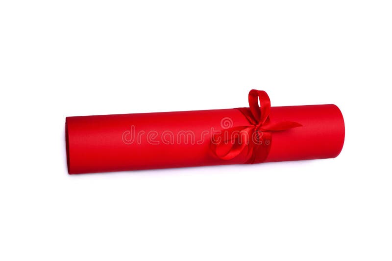 Rolled Red Paper with Red Tape Stock Photo - Image of object, master ...