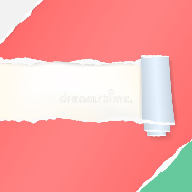 Rolled and Ripped Red Notebook Sheet, Torn Paper in Corners Stock ...