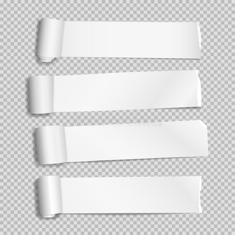 Rolled and Ripped White Note Paper Pieces, Strips are on Squared ...