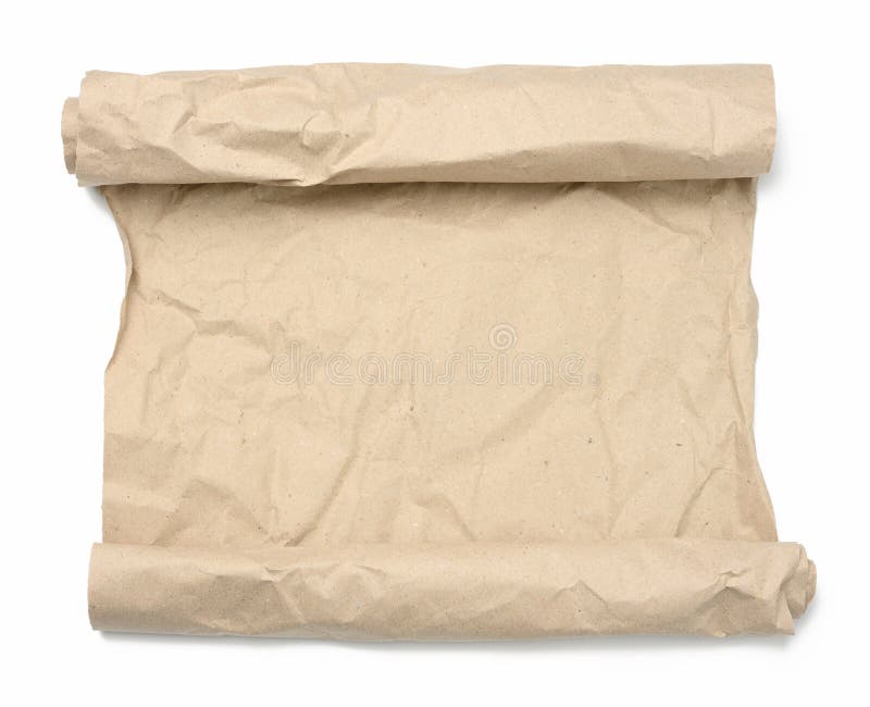 Rolled Roll of Brown Crumpled Paper on White Background Stock Photo ...