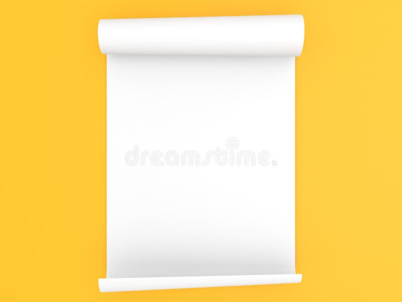 Rolled Roll of A4 Paper on a Yellow Background. Stock Illustration ...