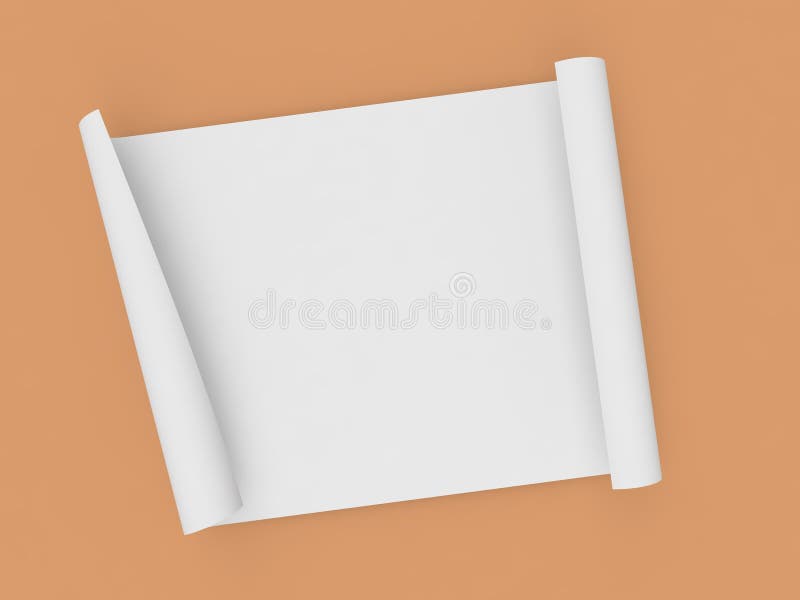 Rolled Roll of A4 Size Office Paper on Orange Background. Stock ...