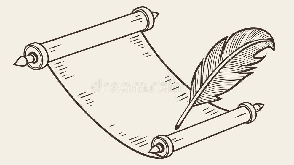 Rolled Scroll with Quill Pen, Writing, History and Ancient Documents ...