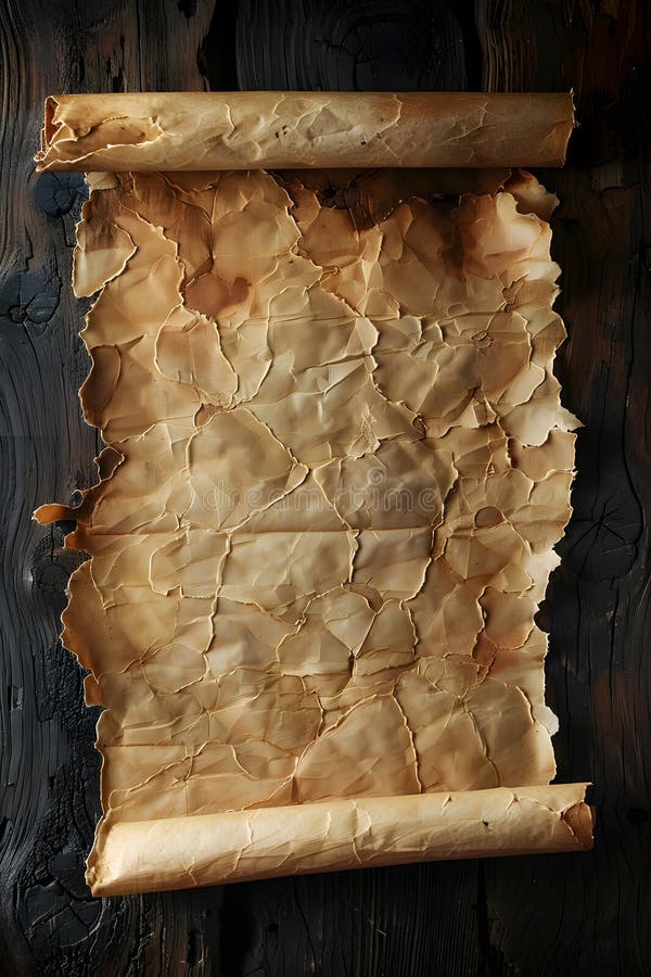 A Rolled Scroll Rests on a Rectangular Wooden Table, Made from Natural ...