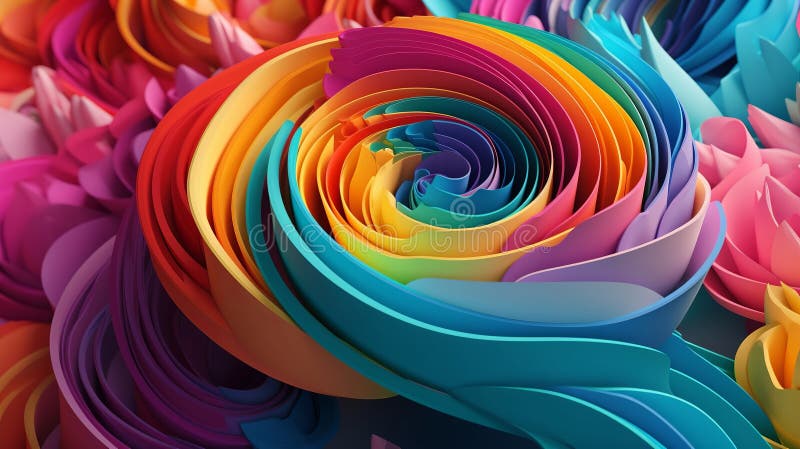 Rolled Sheets of Paper Multi-colored Generative AI Stock Illustration ...