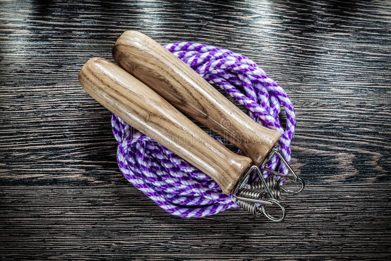 Rolled Skipping Rope on Vintage Wooden Board Stock Photo - Image of ...