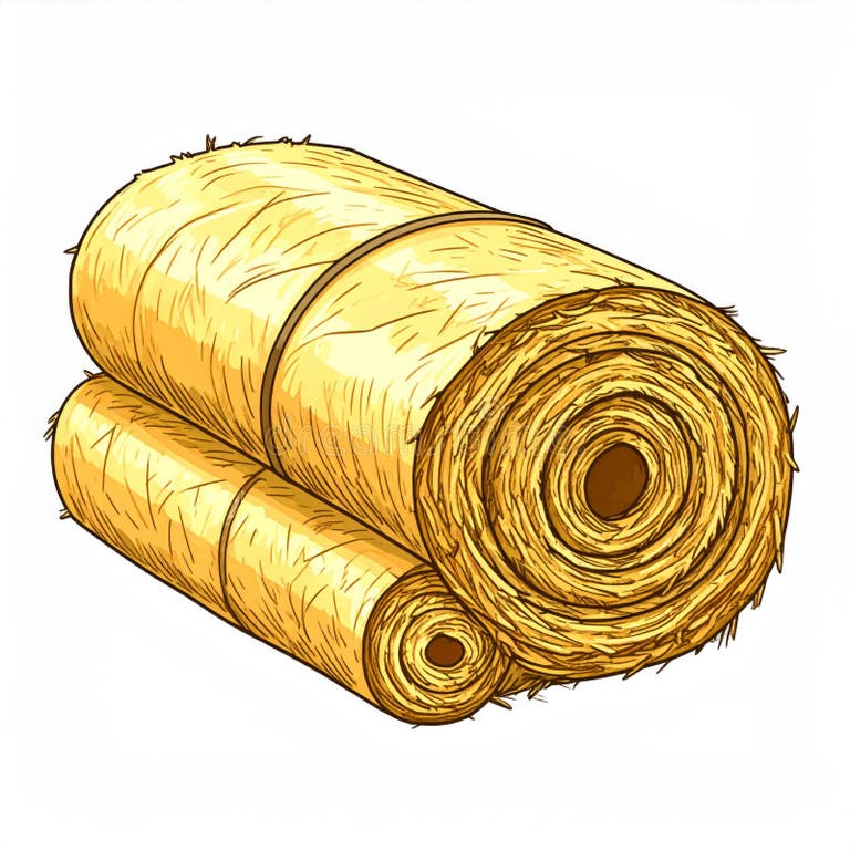 Rolled Straw Bales Illustration Stock Illustration - Illustration of ...