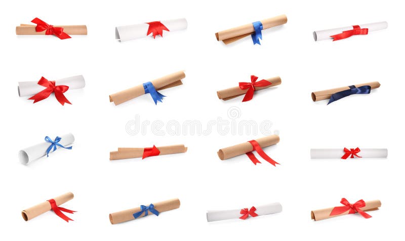 Red and Blue Diplomas of Higher Education in Russia Isolated Stock ...