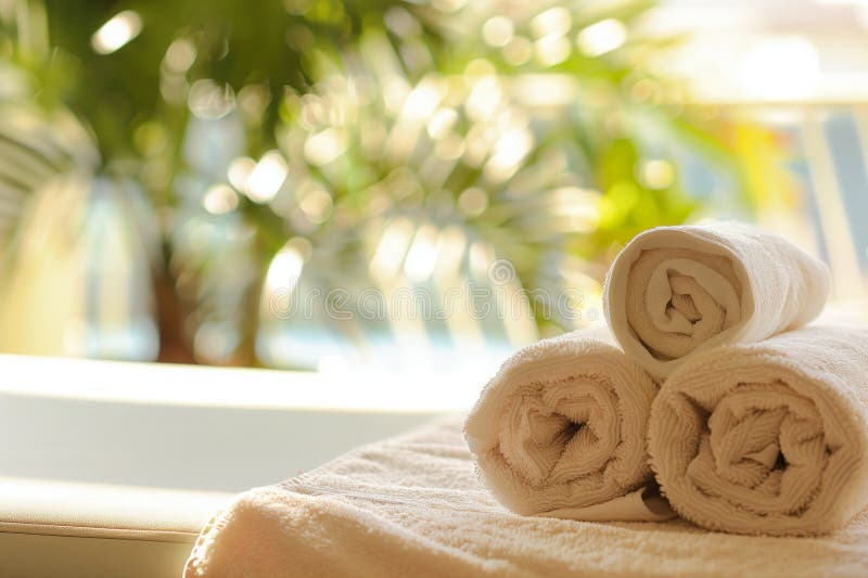 Rolled towels in the spa stock illustration. Illustration of aromatic ...
