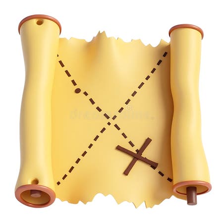 Rolled Treasure Map Illustration with X Marks Location Stock ...