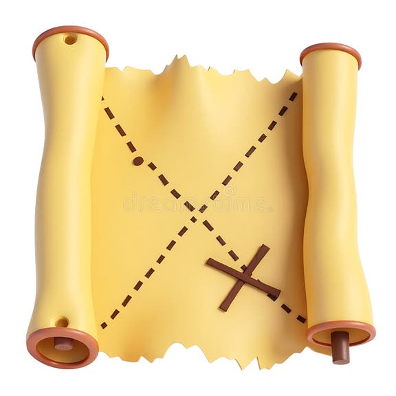 Rolled Treasure Map Illustration with X Marks Location Stock ...