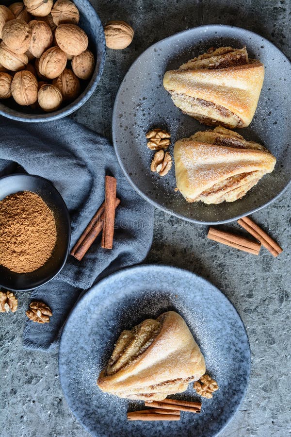 Rolled Triangle Pies with Walnut and Cinnamon Stock Image - Image of ...