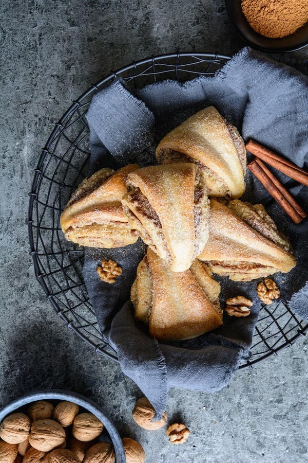 Rolled Triangle Pies with Walnut and Cinnamon Stock Image - Image of ...
