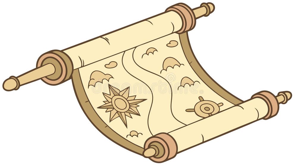 Rolled Up Ancient Scroll, Historical Document, Old Papyrus, Vector ...