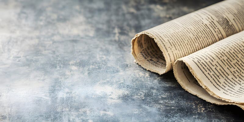 Rolled Up Antique Book with Text on a Dark Grey Background Stock ...