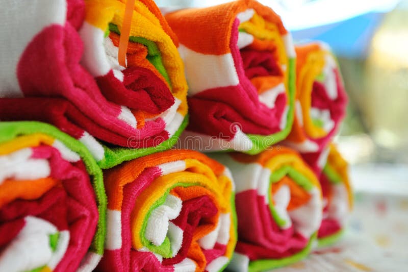 Rolled Up Beach Towels stock photo. Image of towel, bath - 9970660