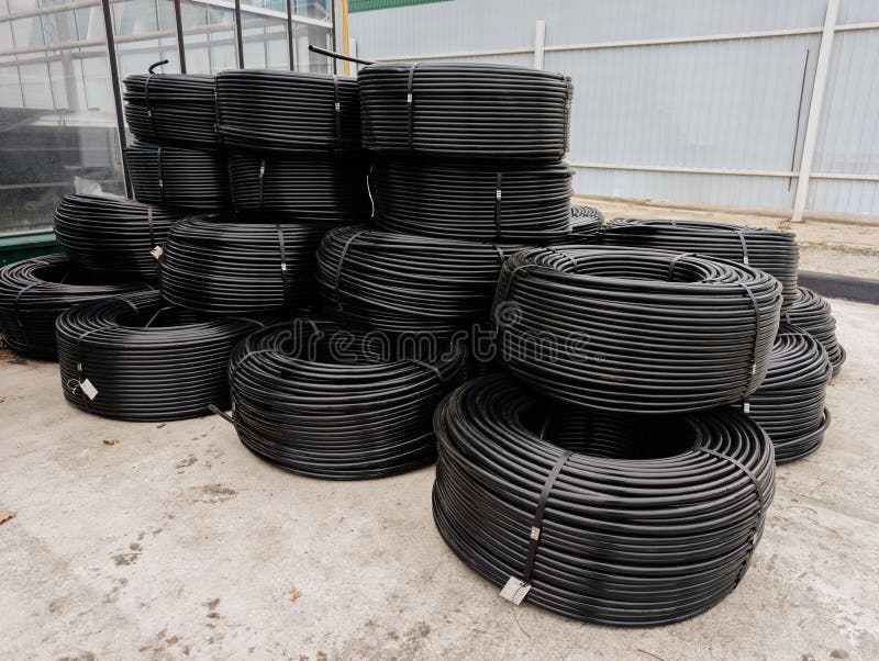 Rolled Up Black Construction Wire Stock Image - Image of black, round ...