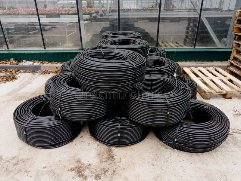 Rolled Up Black Construction Wire Stock Photo - Image of cable ...