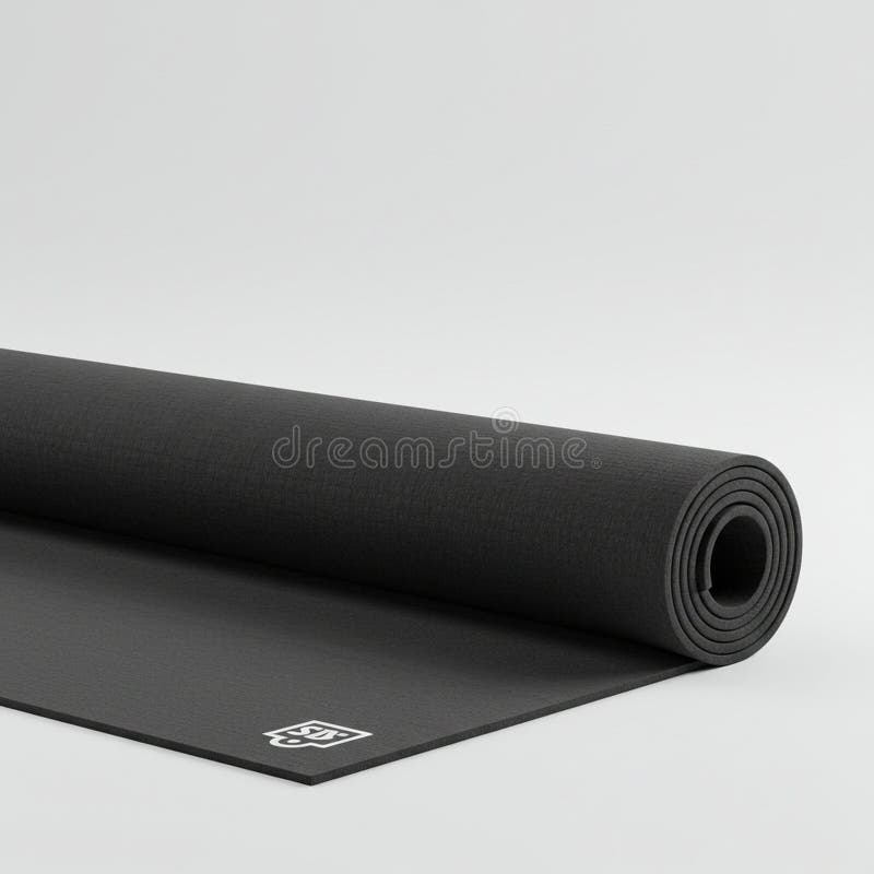 A Rolled-up Black Mat, Likely for Yoga or Exercise, Rests on a Light ...