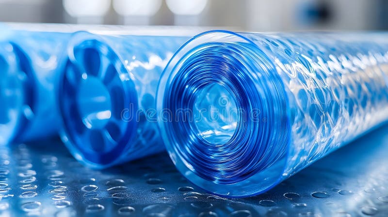 Rolled Blue Plastic Sheeting Stock Illustration - Illustration of clean ...