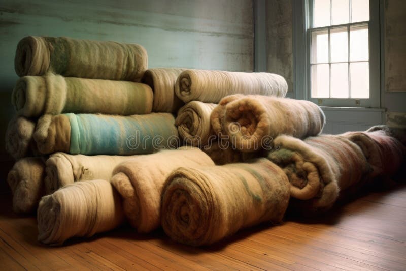 Rolled-up Bundles of Shorn Wool Stock Image - Image of texture ...