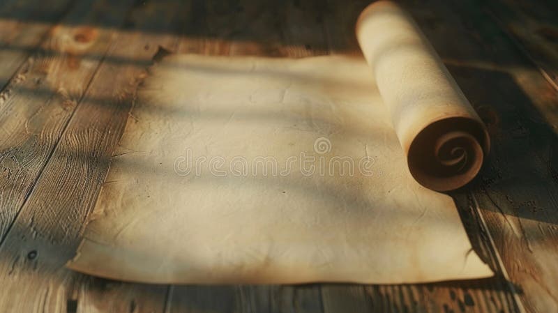 A Rolled-up Document Lying on a Wooden Table, Suitable for Historical ...