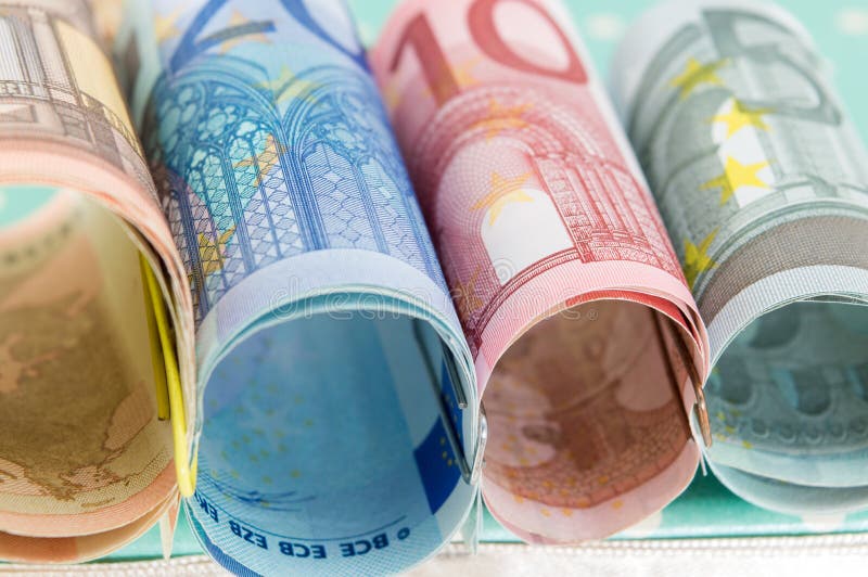Rolled up euro bills stock photo. Image of money, european - 69913250