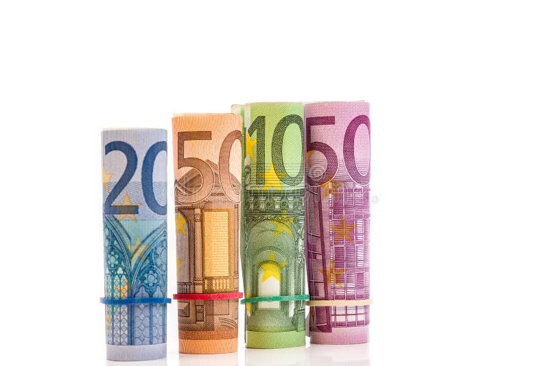 Row of Rolled Euro Banknotes Stock Photo - Image of expenditure ...