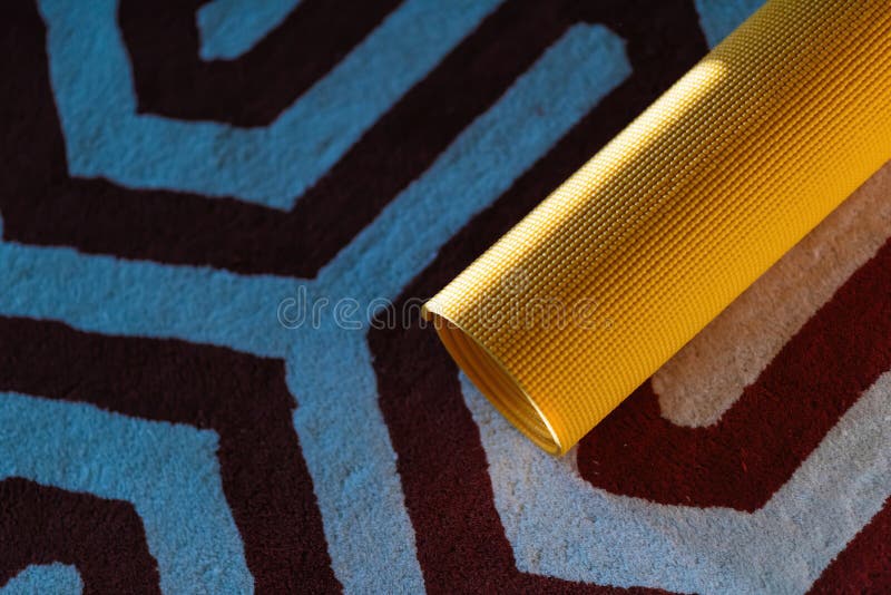 Rolled-Up Exercise Mat in Living Room Stock Image - Image of setup ...