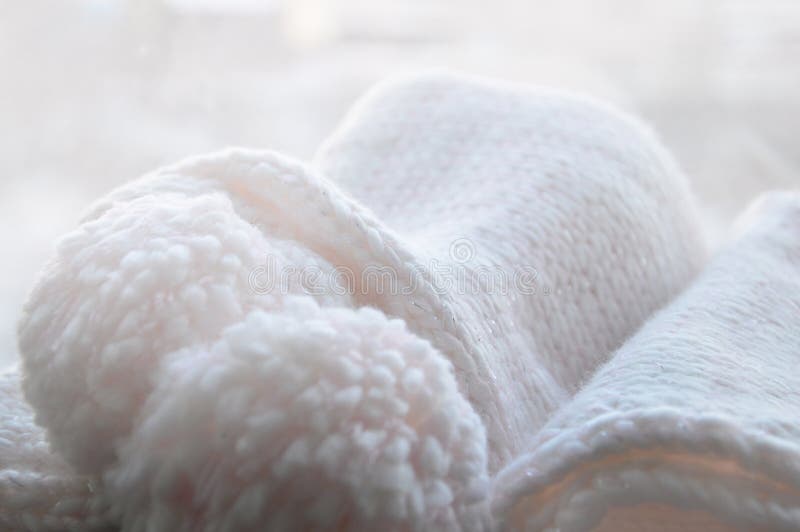 Rolled Up Knitted Light Pink Scarf. Stock Image - Image of material ...