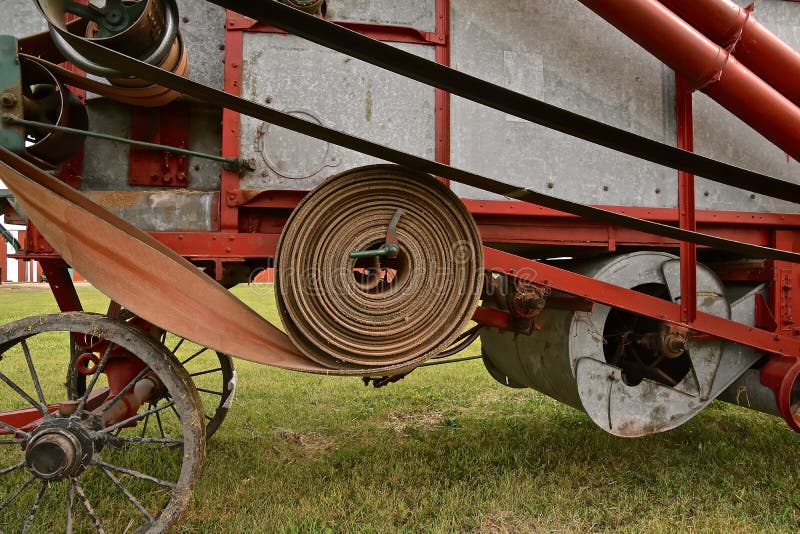 Side Profile of an Old Threshing Machine Stock Image - Image of machine ...